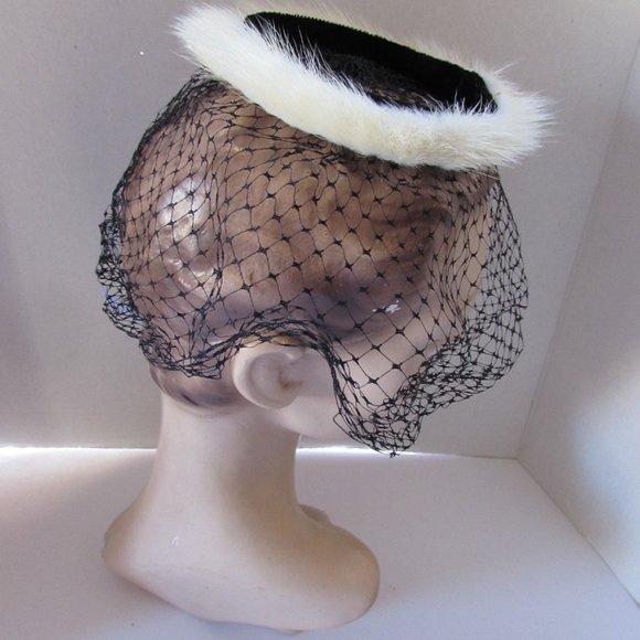 Accessories | Sale Vintage 196 Era Whimsy Hat White Fur Black Velvet ...